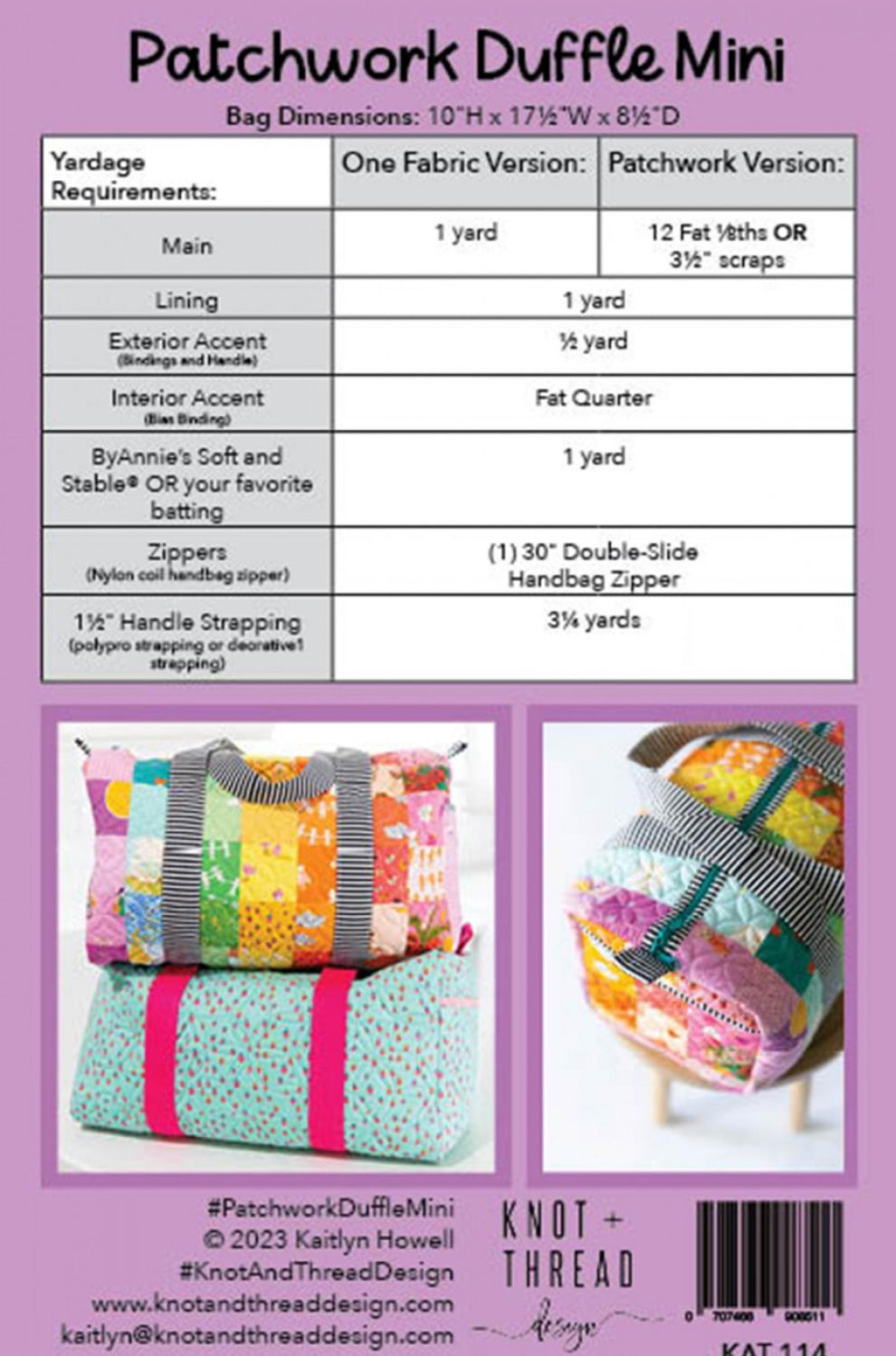 Patchwork Duffle Mini Pattern – Alyssum Patch